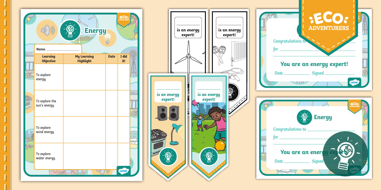 Year 1 Energy: Bookmarks, Certificates and Reward Charts