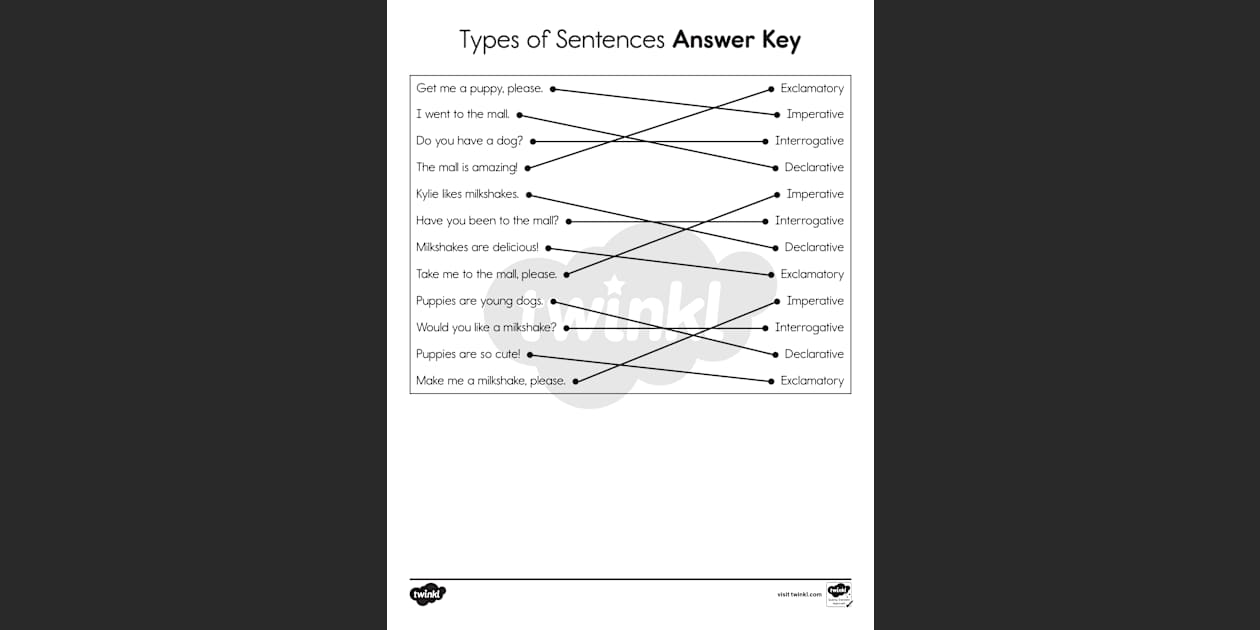 declarative sentence worksheet