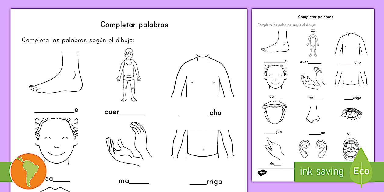 Ficha de actividad: Completar palabras - Twinkl