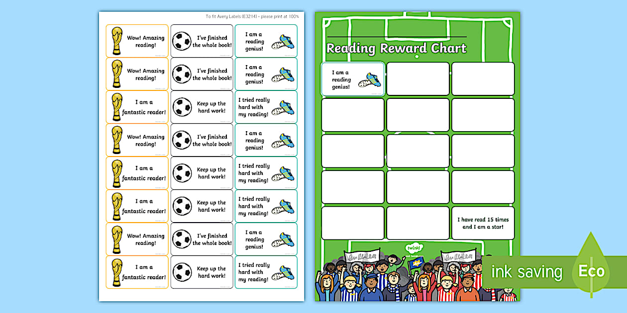 Football-Themed Reading Sticker Reward Charts - Twinkl