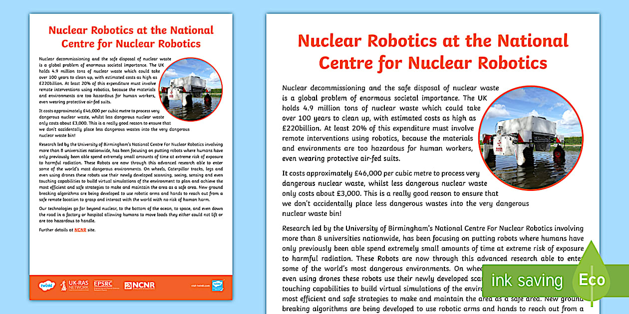 FREE! - Nuclear Robotics at the National Center for Nuclear Robotics Fact