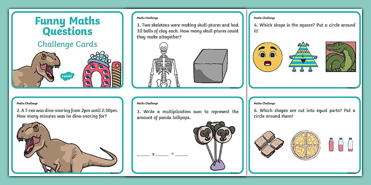 Funny Maths Questions Challenge Cards (teacher made)