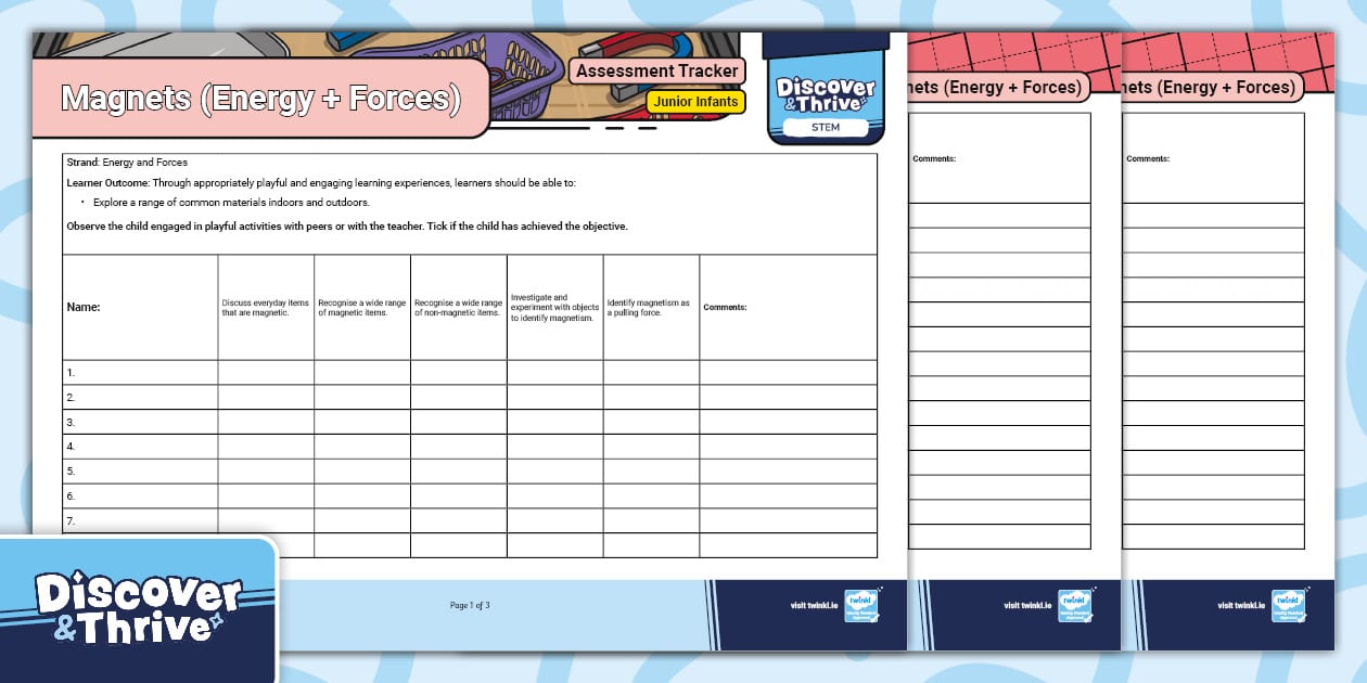 STEM (Energy + Forces) Magnets Assessment Tracker - Twinkl
