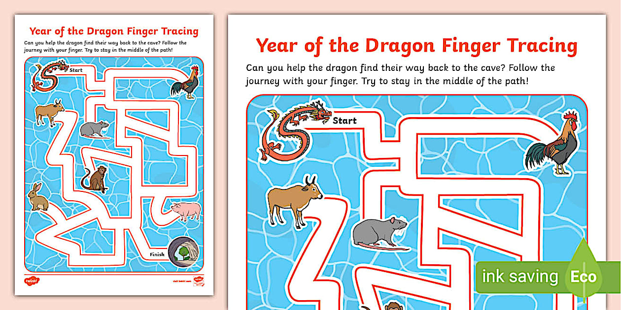 Year of the Dragon Finger Tracing Activity - Twinkl