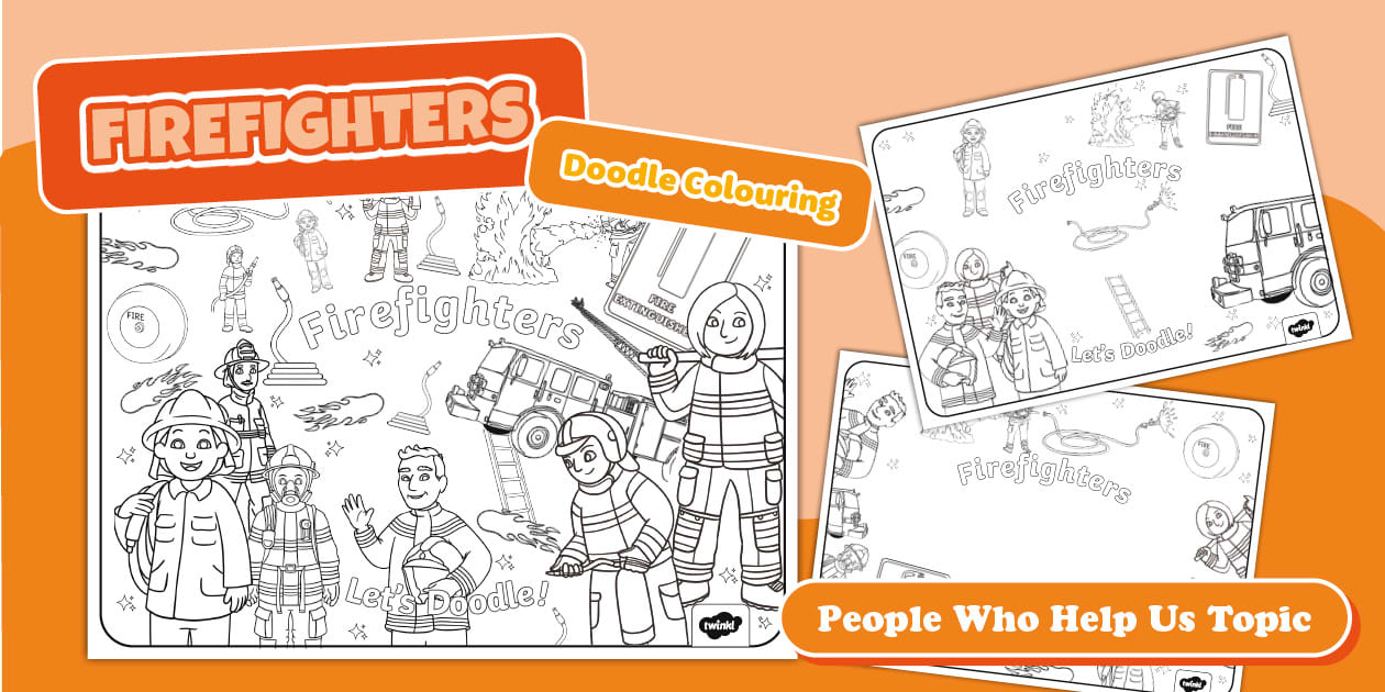 Firefighter Doodle Colouring - Twinkl