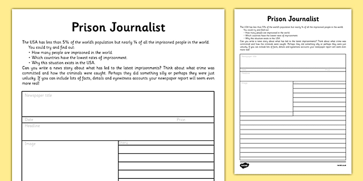 Cursive Prison Journalist Worksheet (Hecho por educadores)