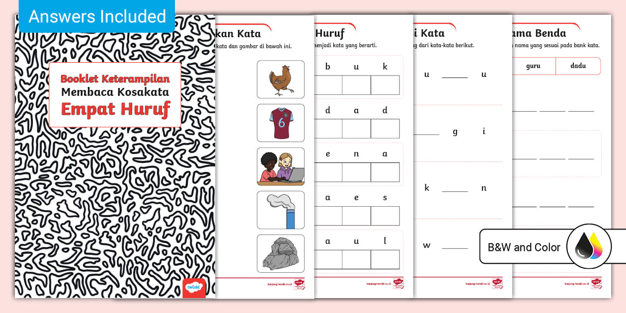 Booklet Belajar Membaca 4 Huruf (Teacher-Made) - Twinkl