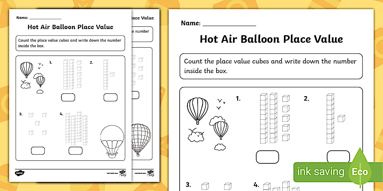 Hot Air Balloon Place Value Activity Sheet (teacher made)