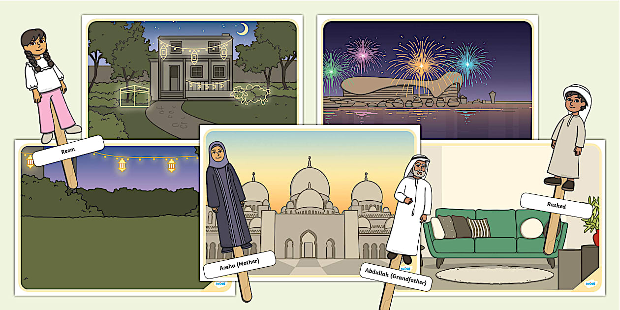 Reem and Rashid celebrate Eid Al Adha - Story puppets