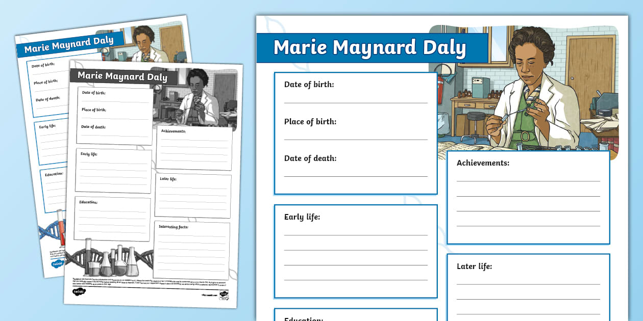 Marie Maynard Daly Fact File Template - Twinkl