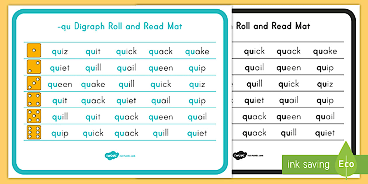 -qu Digraph Roll and Read Mat (teacher made) - Twinkl