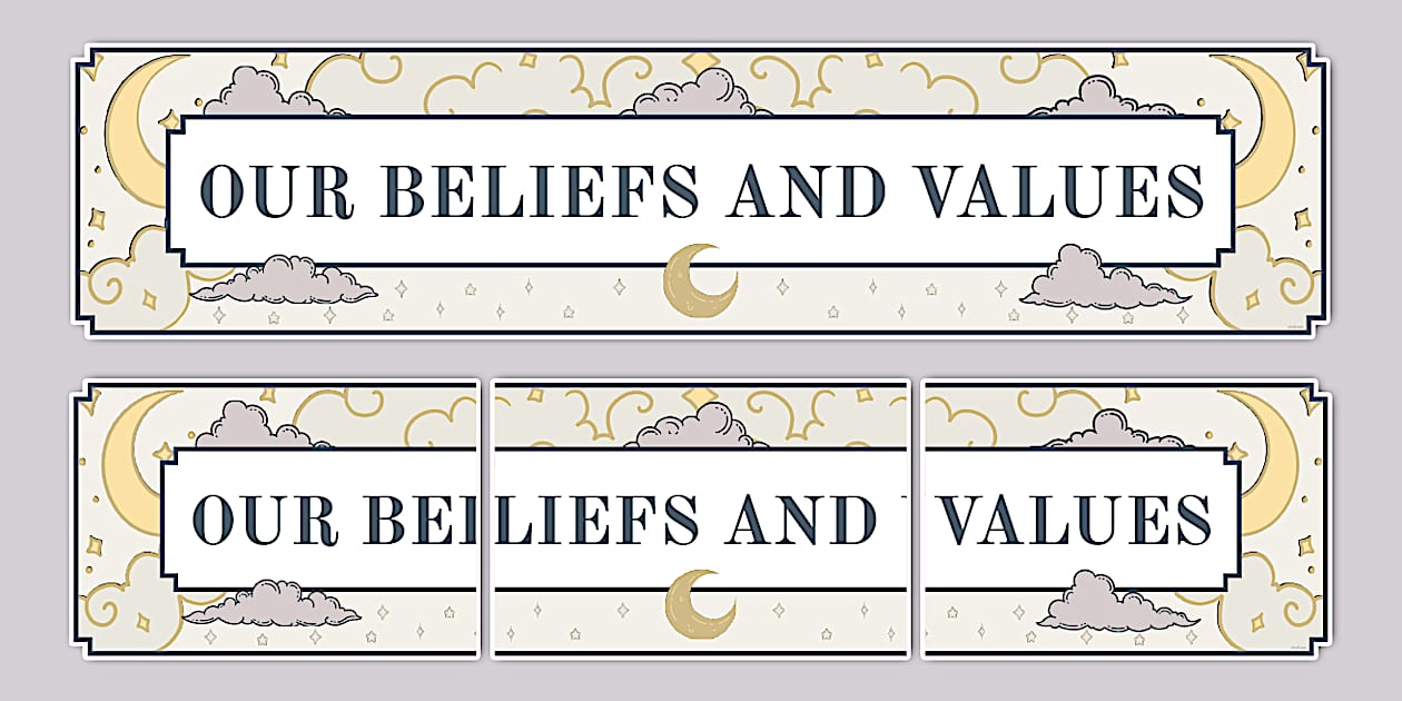 Celestial-Themed Our Beliefs and Values Display Banner