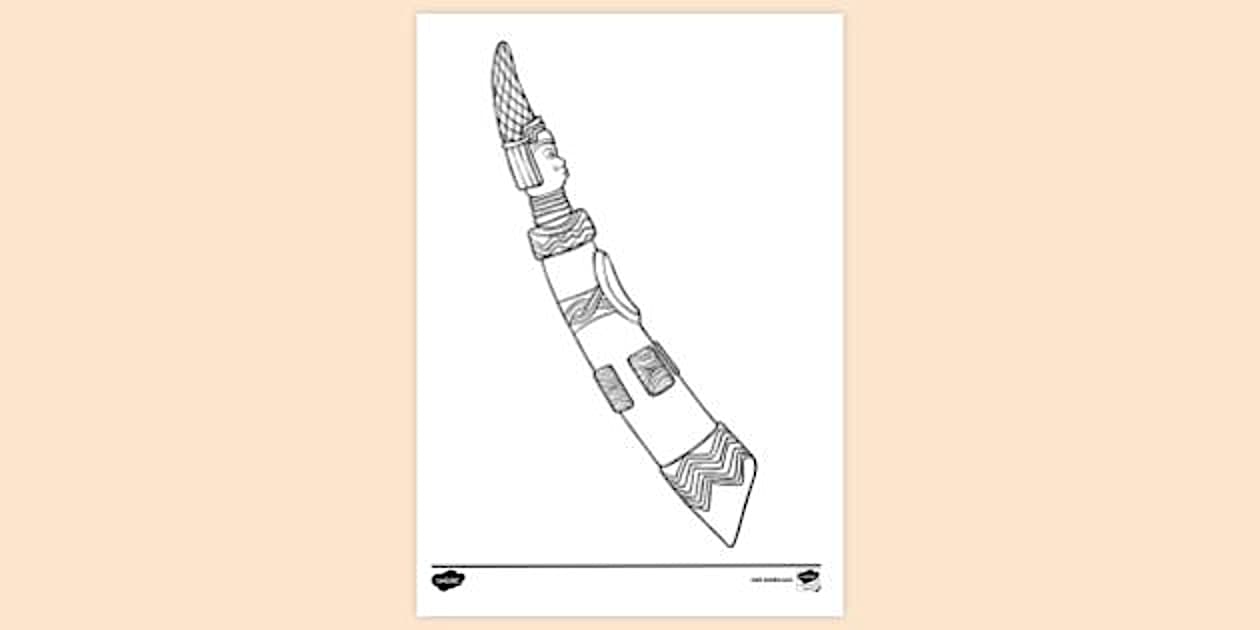 Benin Ivory Horn Colouring Sheet (teacher made) - Twinkl