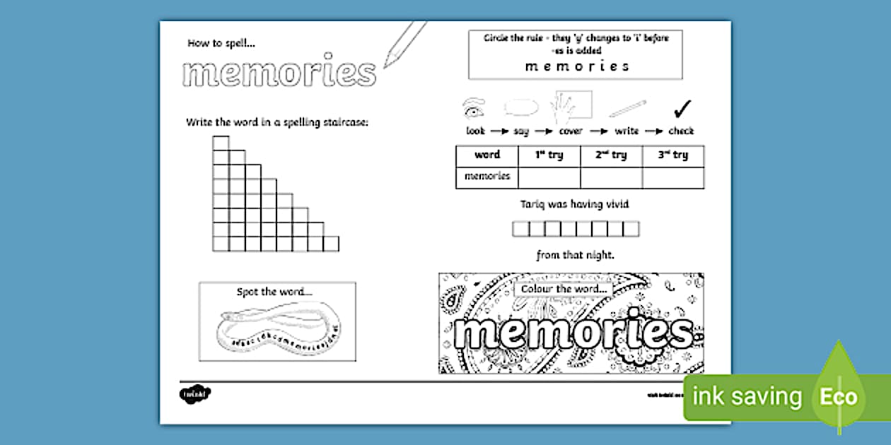 How to Spell Memories Activity sheet (professor feito)