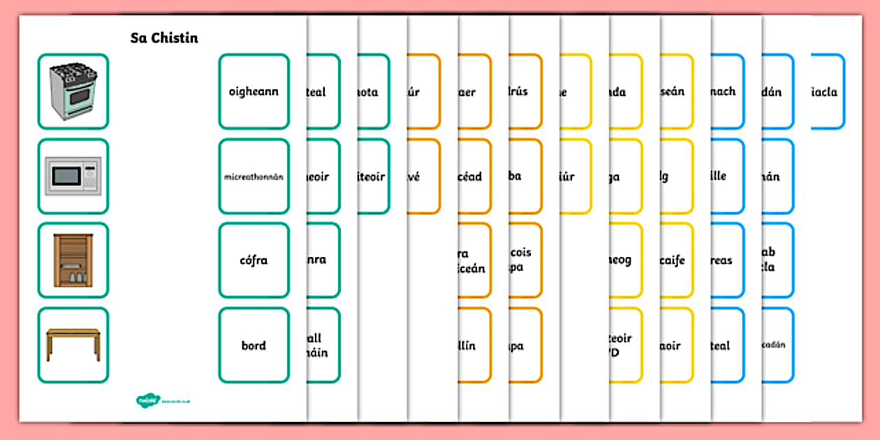 Cluiche Meaitseála: Sa Bhaile | Acmhainní Gaeilge | Twinkl