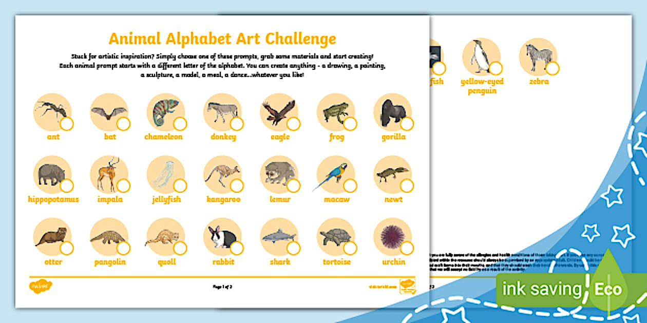 Animal Alphabet Art Challenge (teacher made) - Twinkl