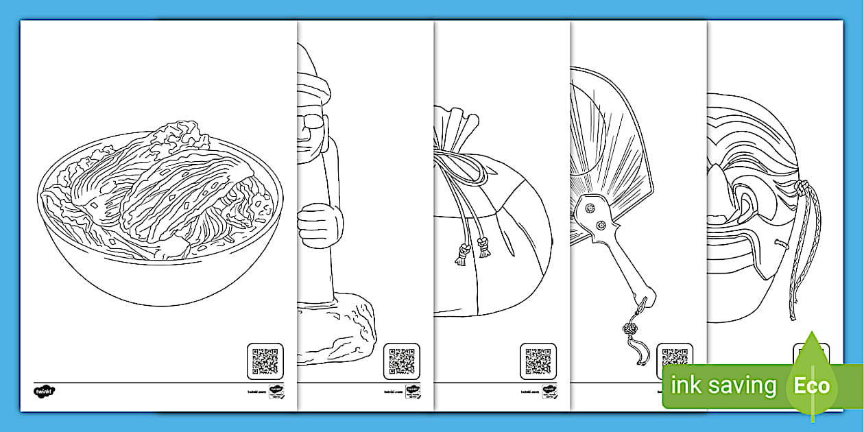 대한민국 색칠하기 South Korea Coloring Sheets