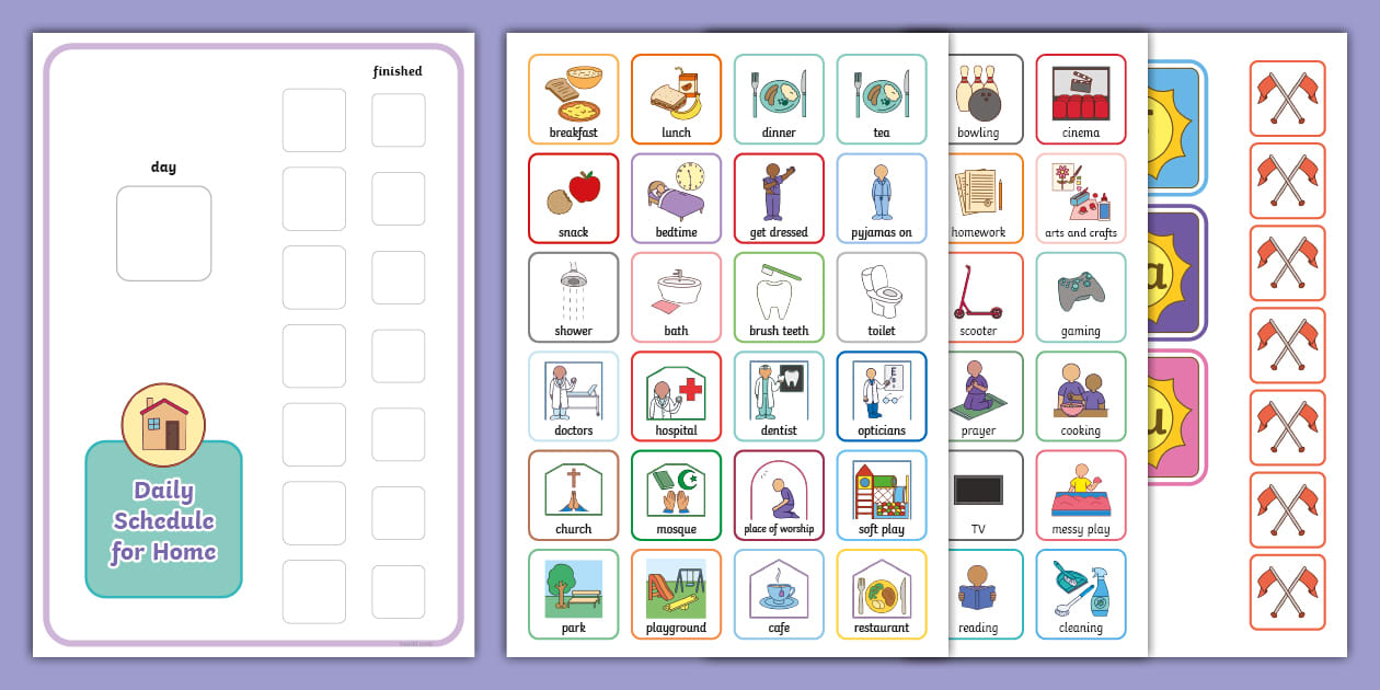 Twinkl Symbols: Daily Schedule for Home (teacher made)