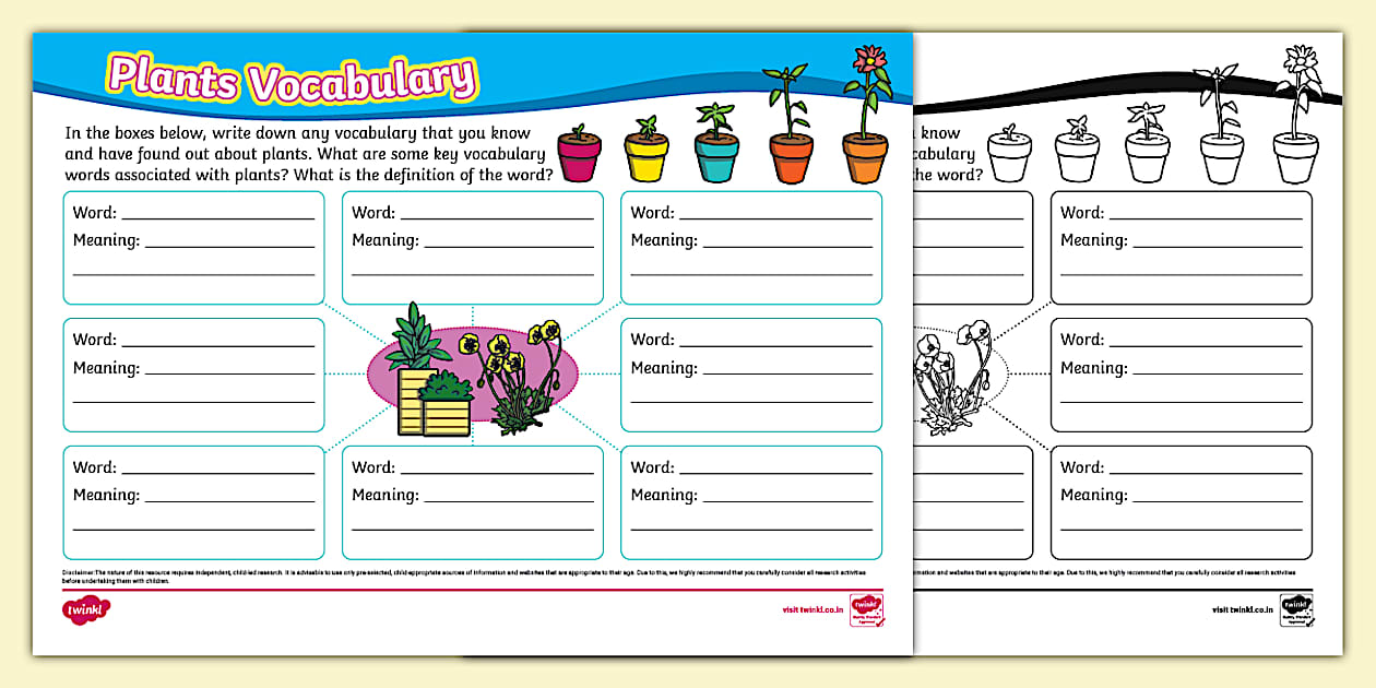 Plants Vocabulary Mind Map