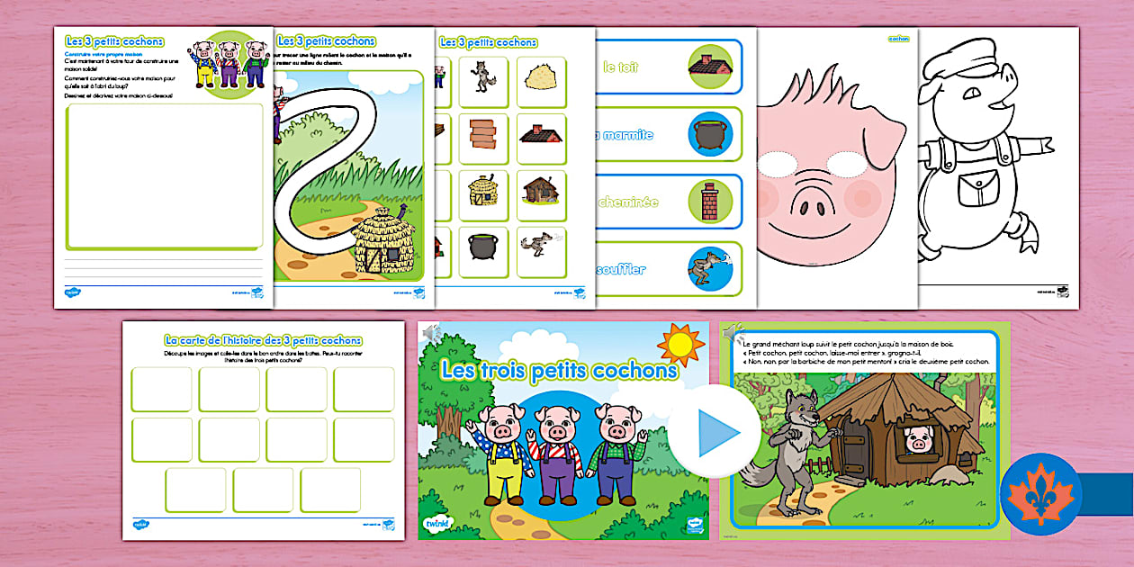 The 3 Little Pigs Storytime Activity Pack French - Twinkl