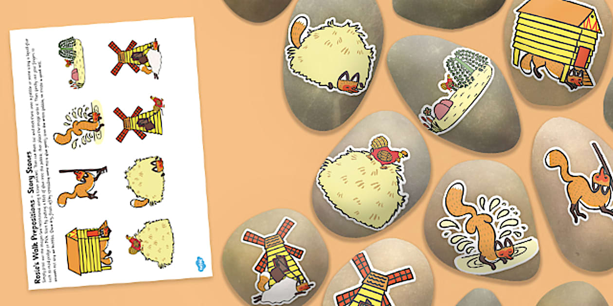Rosie's Walk Prepositions Story Stone Image Cut Outs