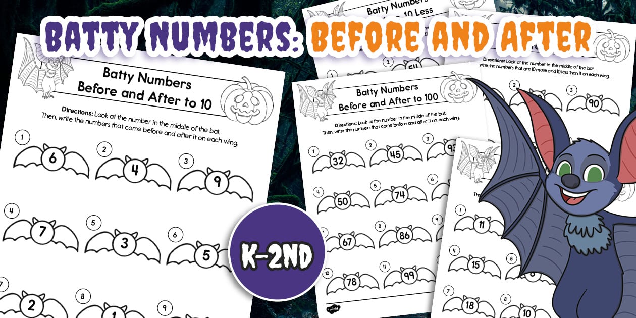 Batty Numbers: Before and After to 10, 20, and 100 for K-2nd