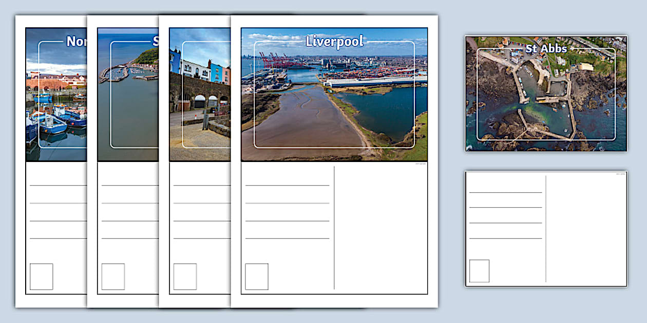 UK Ports and Harbours Photo Postcards - Geography - Twinkl