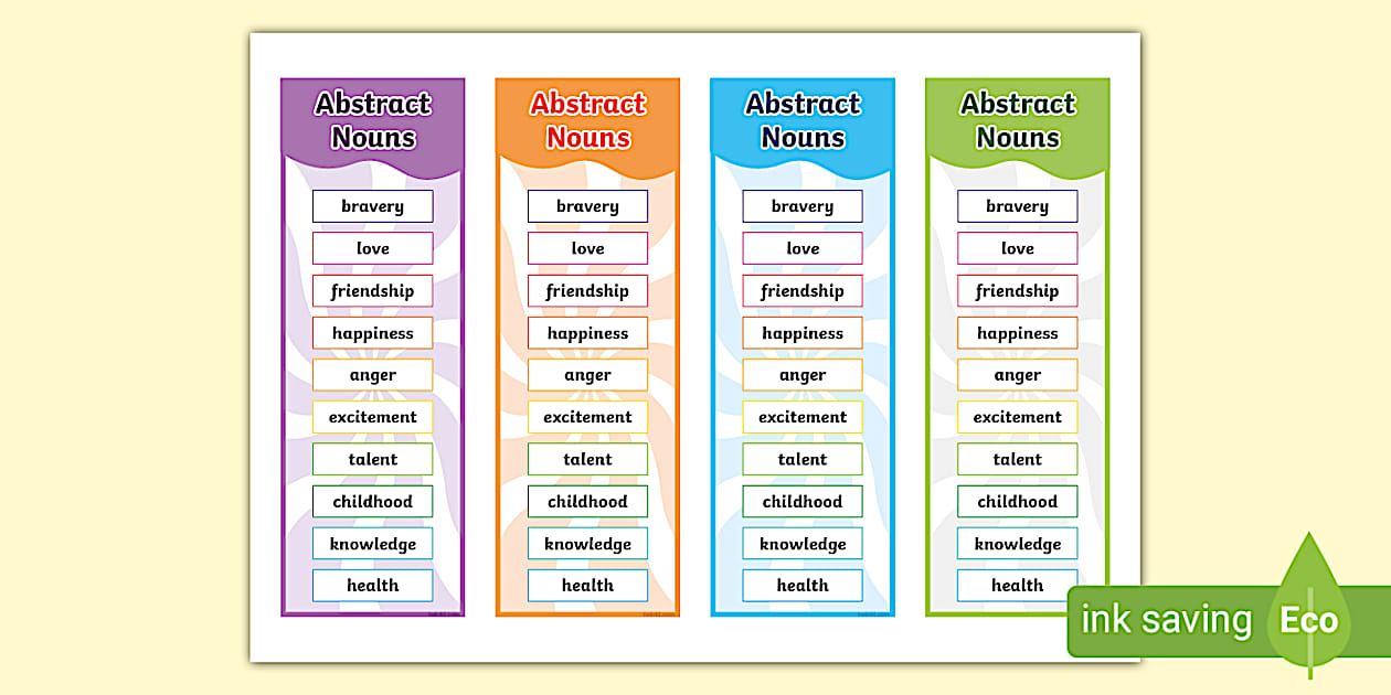 Abstract Noun Bookmarks (teacher made) - Twinkl