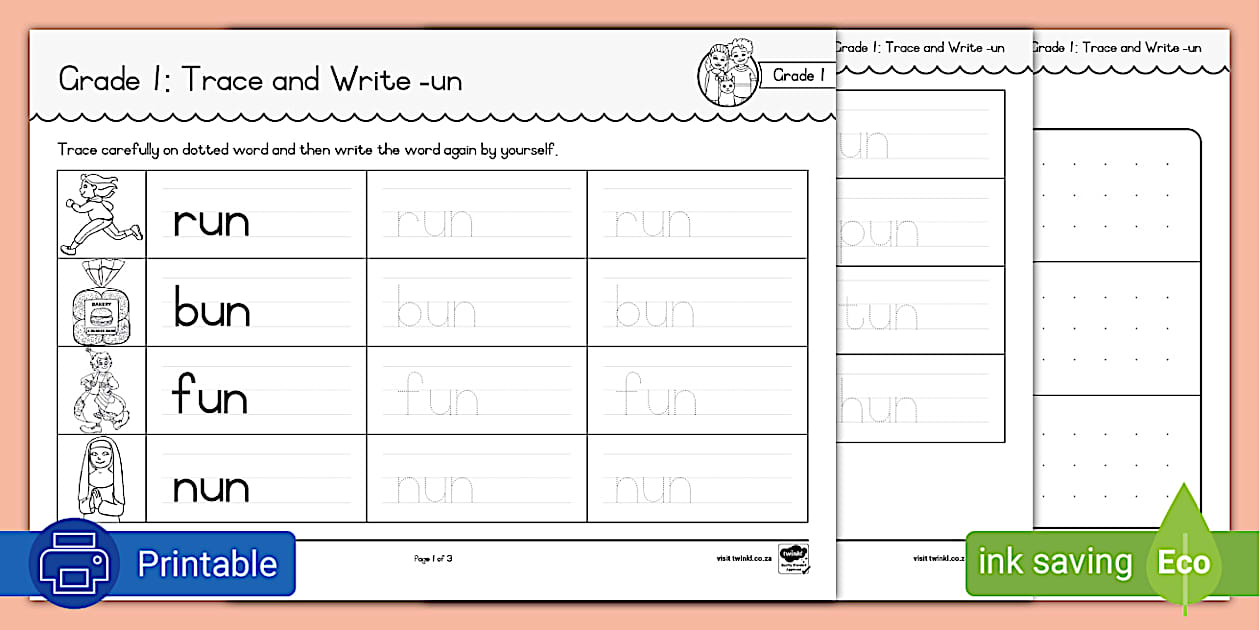 Grade 1 -un Trace and Write (Teacher-Made) - Twinkl
