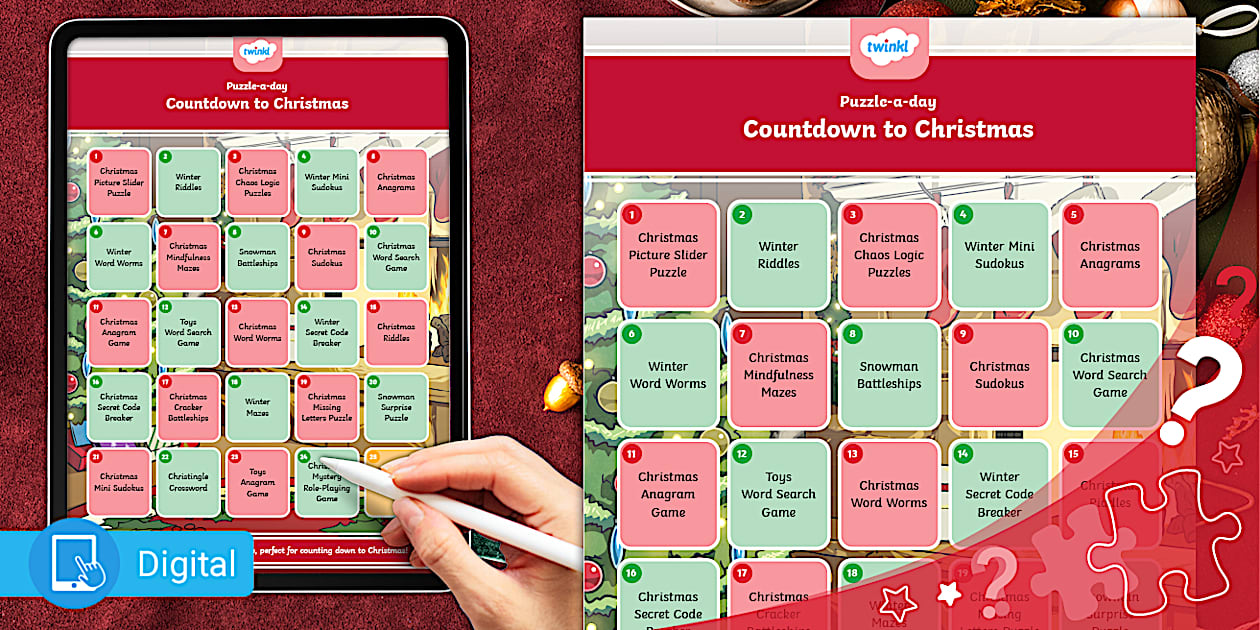 Puzzle-a-Day Countdown to Christmas - Digital Puzzle Planner