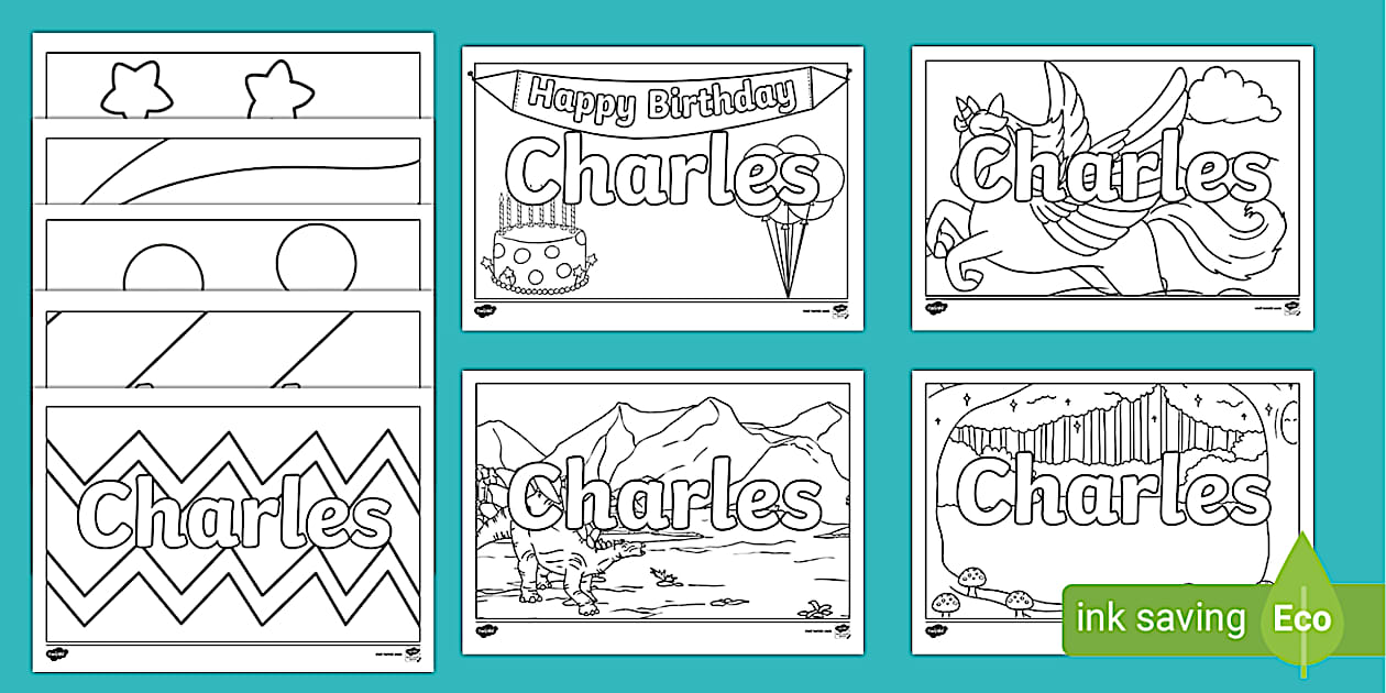 Charles Name Simple Colouring Activity Sheet