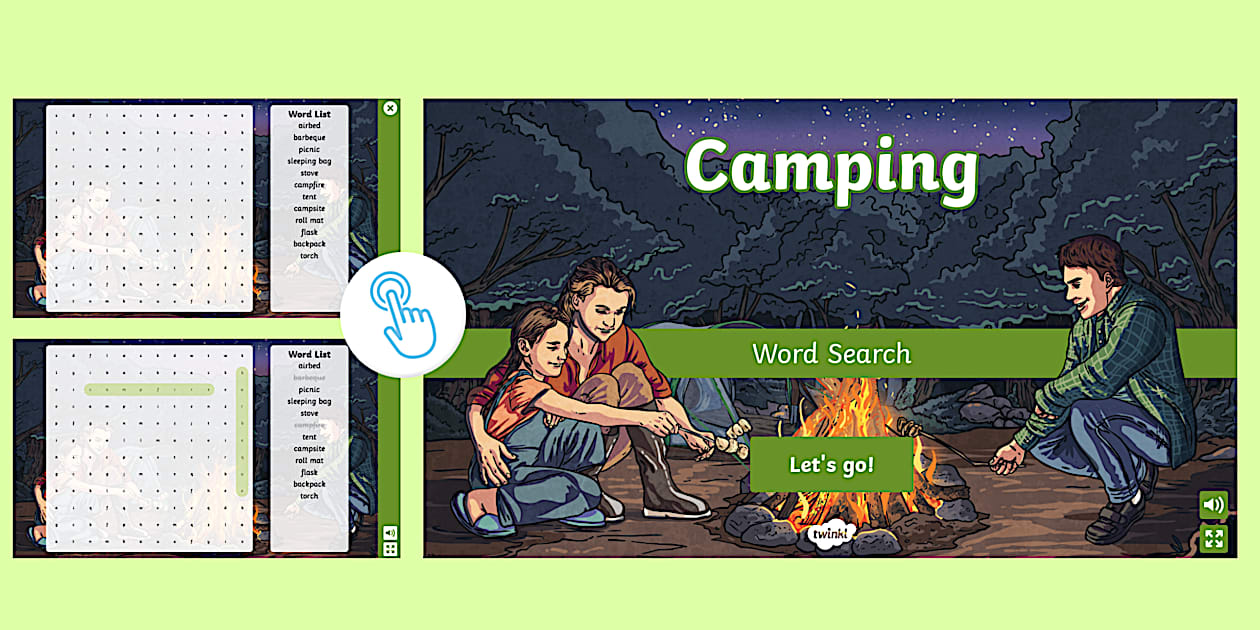 Camping Interactive Word Search (teacher made) - Twinkl