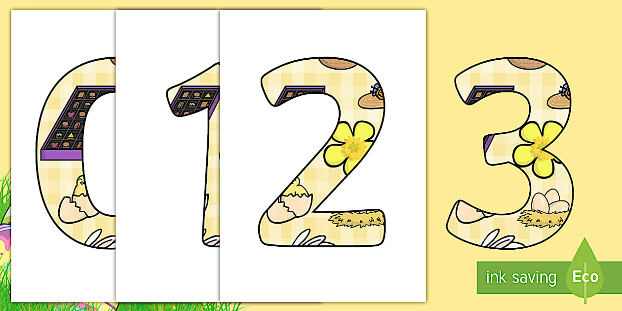 Easter Themed A4 Display Numbers (teacher made) - Twinkl