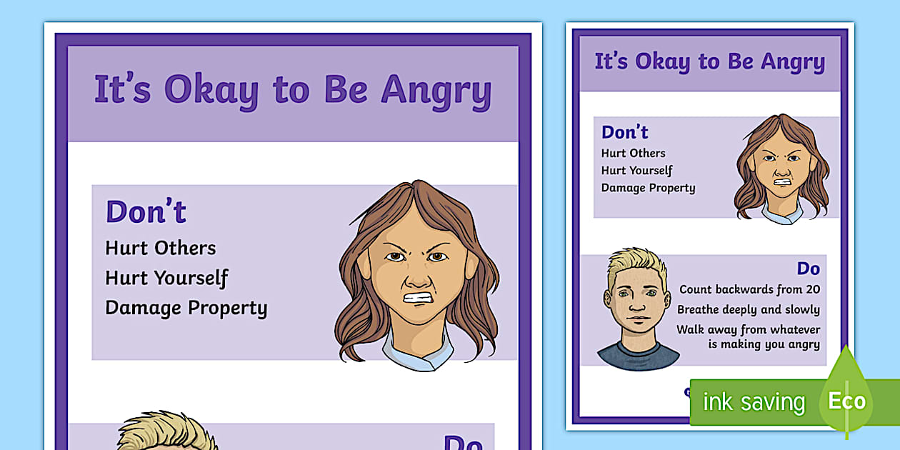 Visual Support It's OK To Be Angry Display Poster - Its Okay To Be Angry