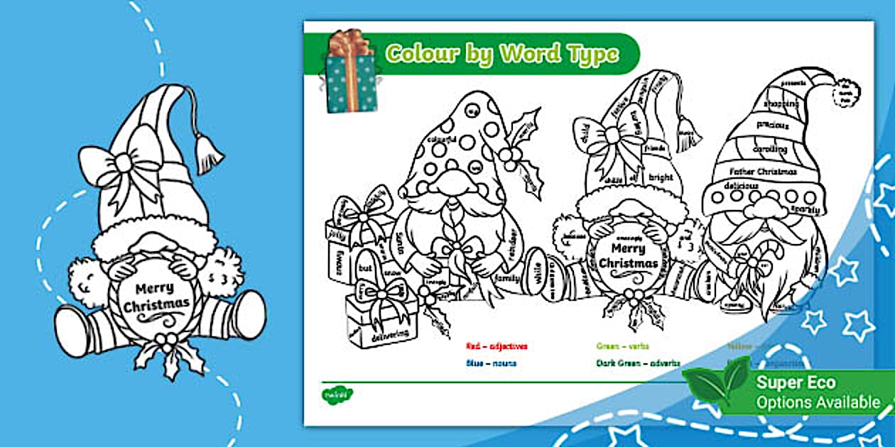 Christmas-Themed Colour By Word Type (teacher made) - Twinkl