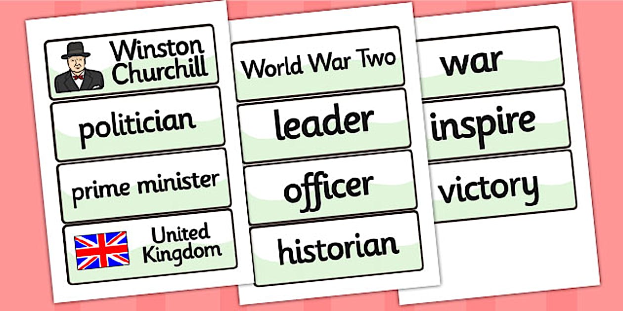 Cursive Winston Churchill Word Cards (teacher made) - Twinkl