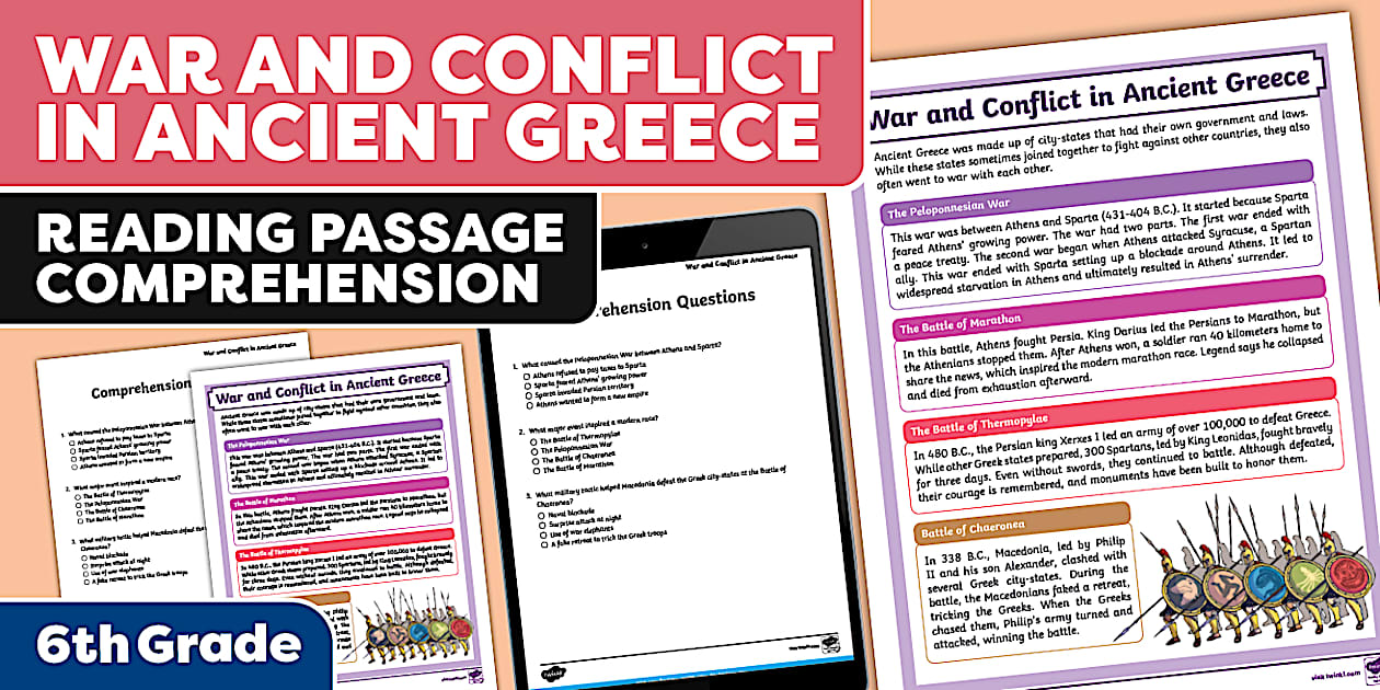 6th Gr War and Conflict in Ancient Greece Reading Comp