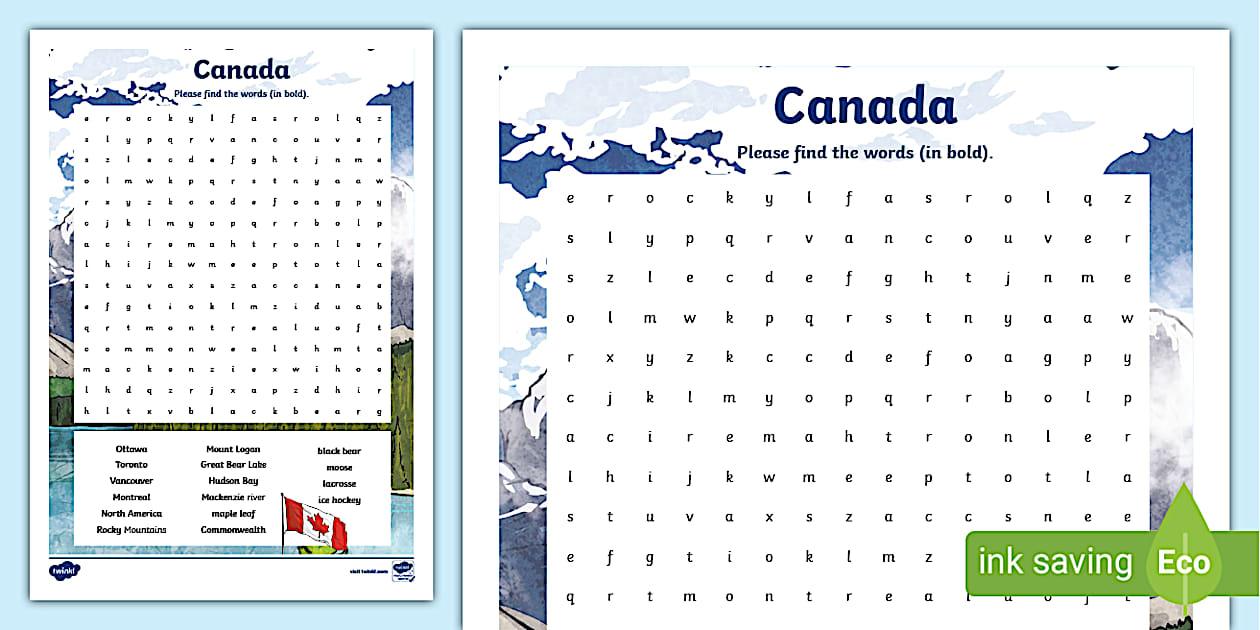 KS2 Canada Word Search - Geography (teacher made) - Twinkl