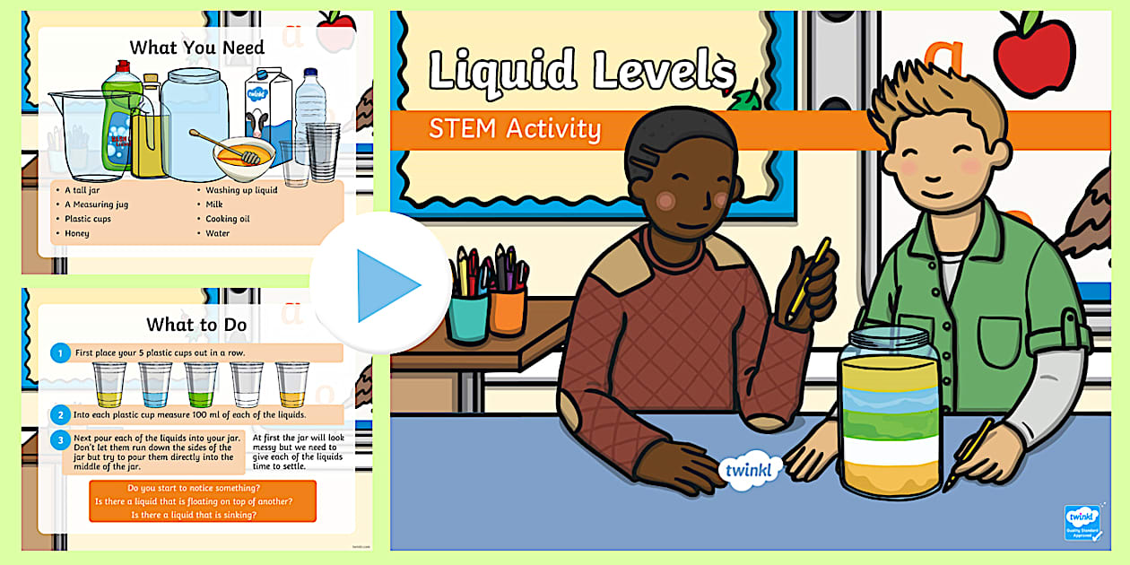 Liquid Levels PowerPoint - Make a splash! STEM KS1 Science Experiment
