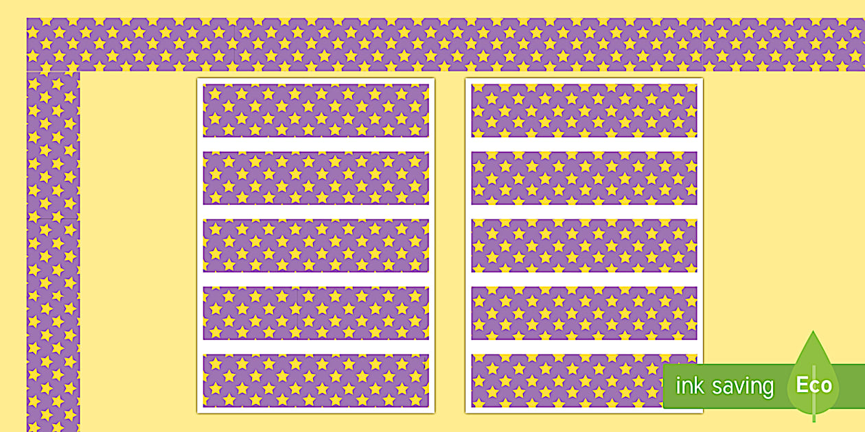 👉 Purple and Yellow Stars Display Borders - Twinkl