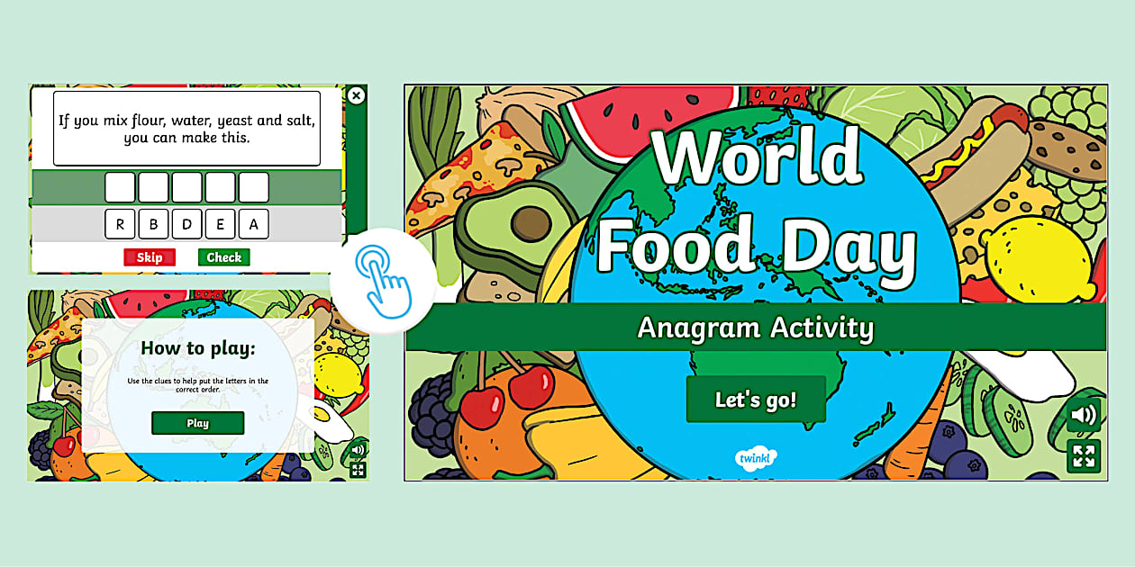 World Food Day Go! Interactive Anagrams | Food Anagrams Quiz