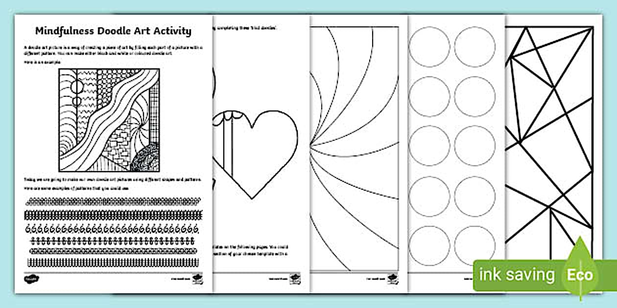 Mindfulness Doodling | Scribble Art Lesson Worksheets