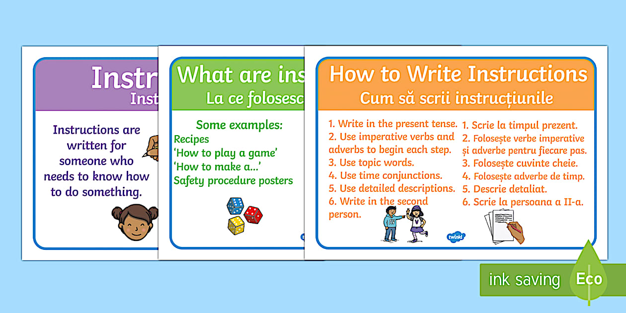 Instructions Writing Display Posters English/Romanian