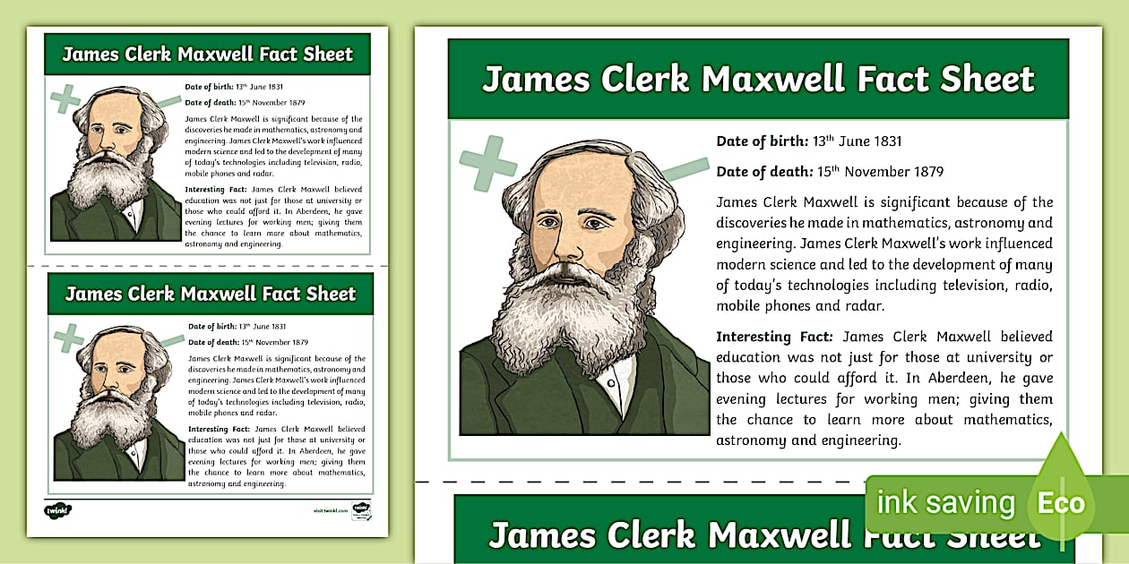 Black and White Scottish Significant Individuals James Clerk Maxwell Fact