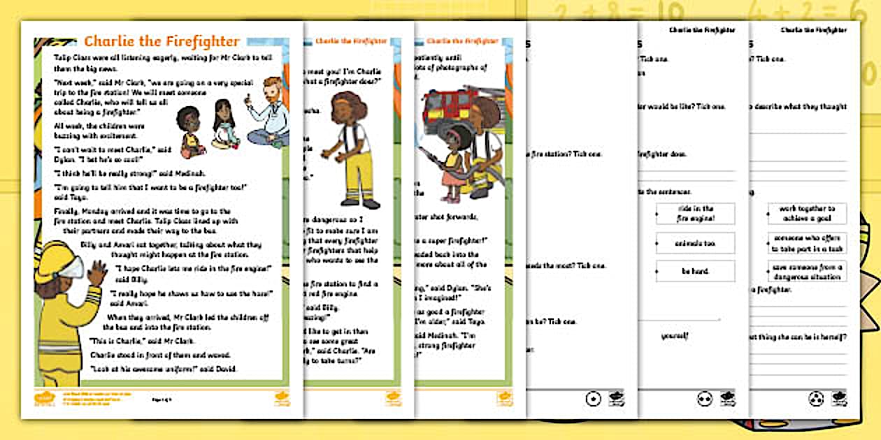 Charlie the Firefighter Differentiated Reading Comprehension Activity