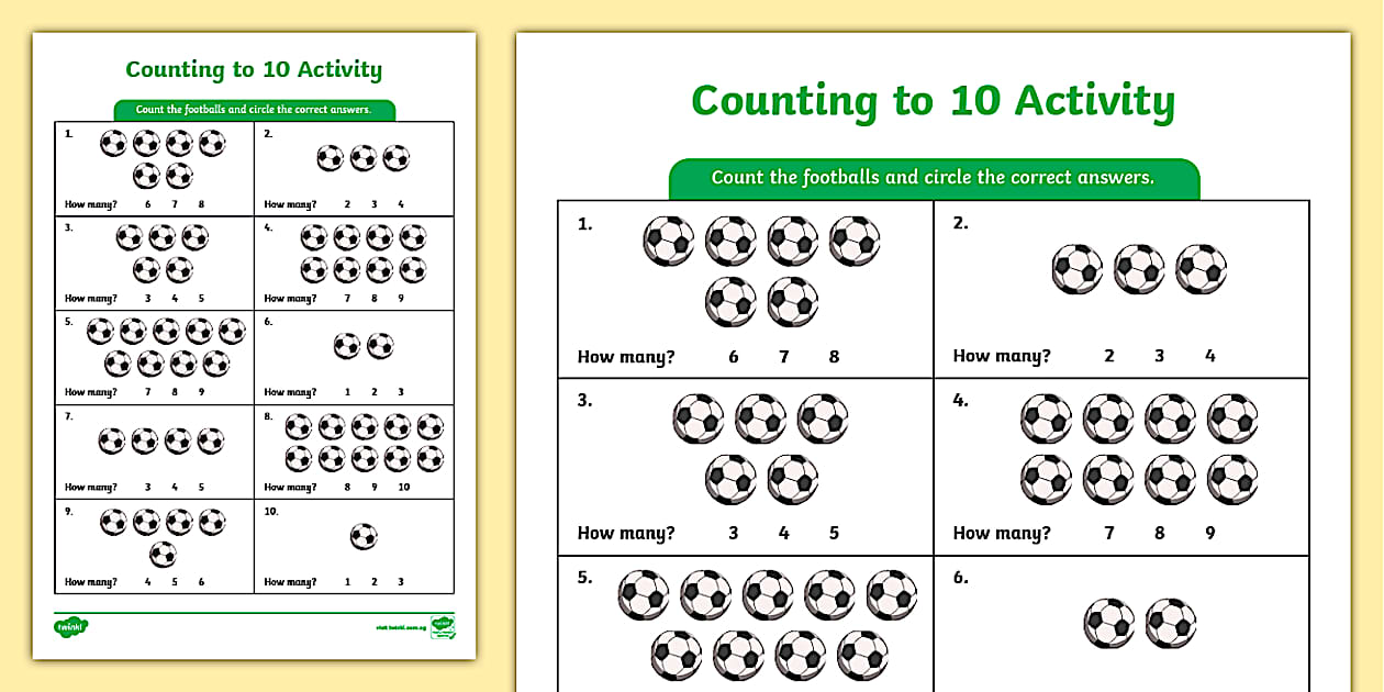 Singapore K2 Math -- Counting to 10 Activity (teacher made)