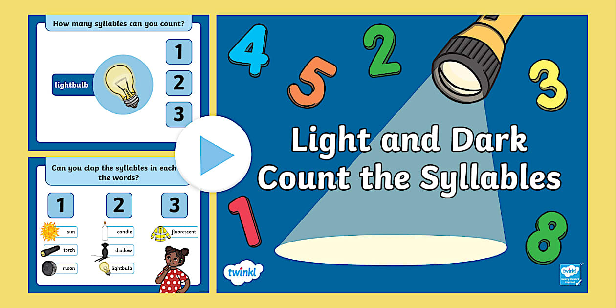 Light and Dark Count the Syllables PowerPoint (teacher made)