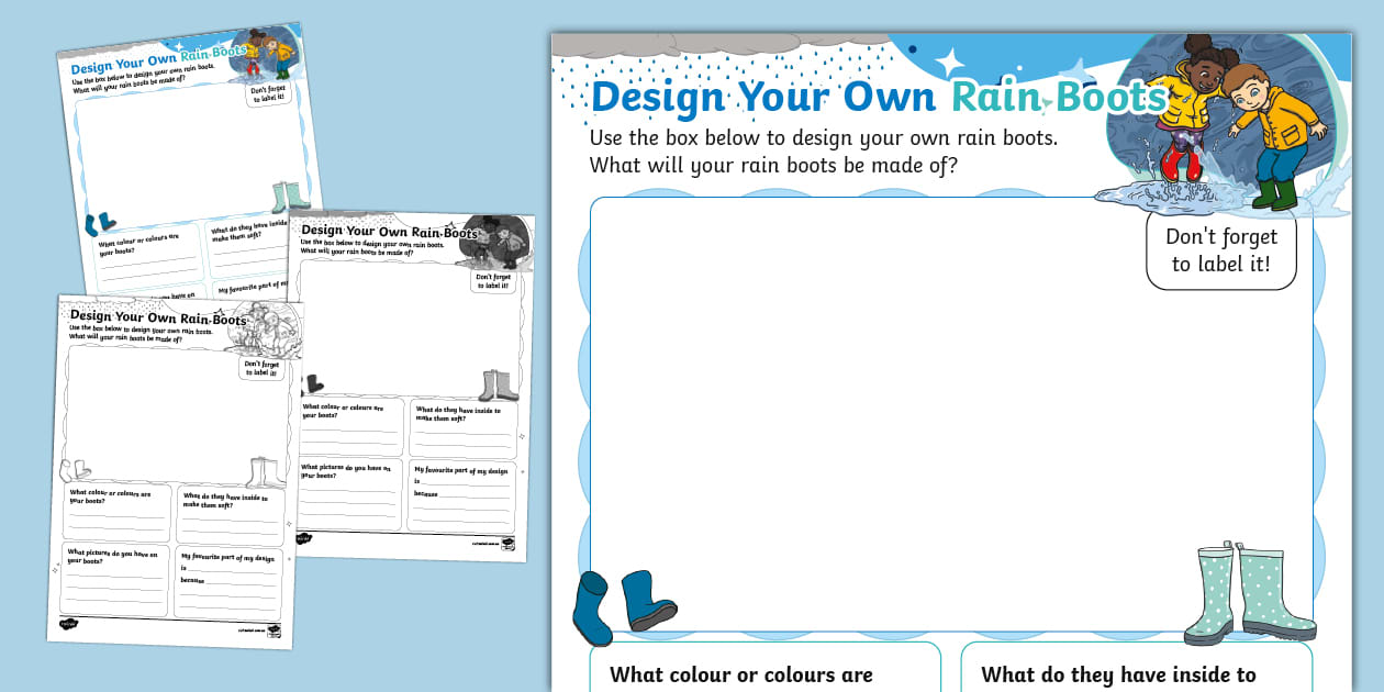 Design Your Own Rain Boots Activity (teacher made) - Twinkl