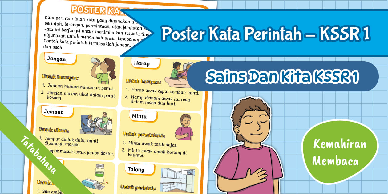 Poster Kata Perintah - KSSR 1 (teacher made) - Twinkl