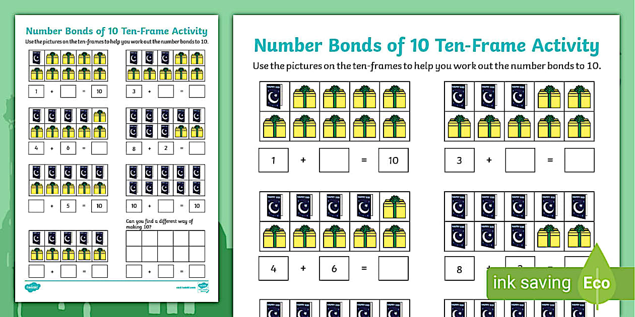 👉 Number Bonds to 10 Eid-Themed Ten-Frame Activity